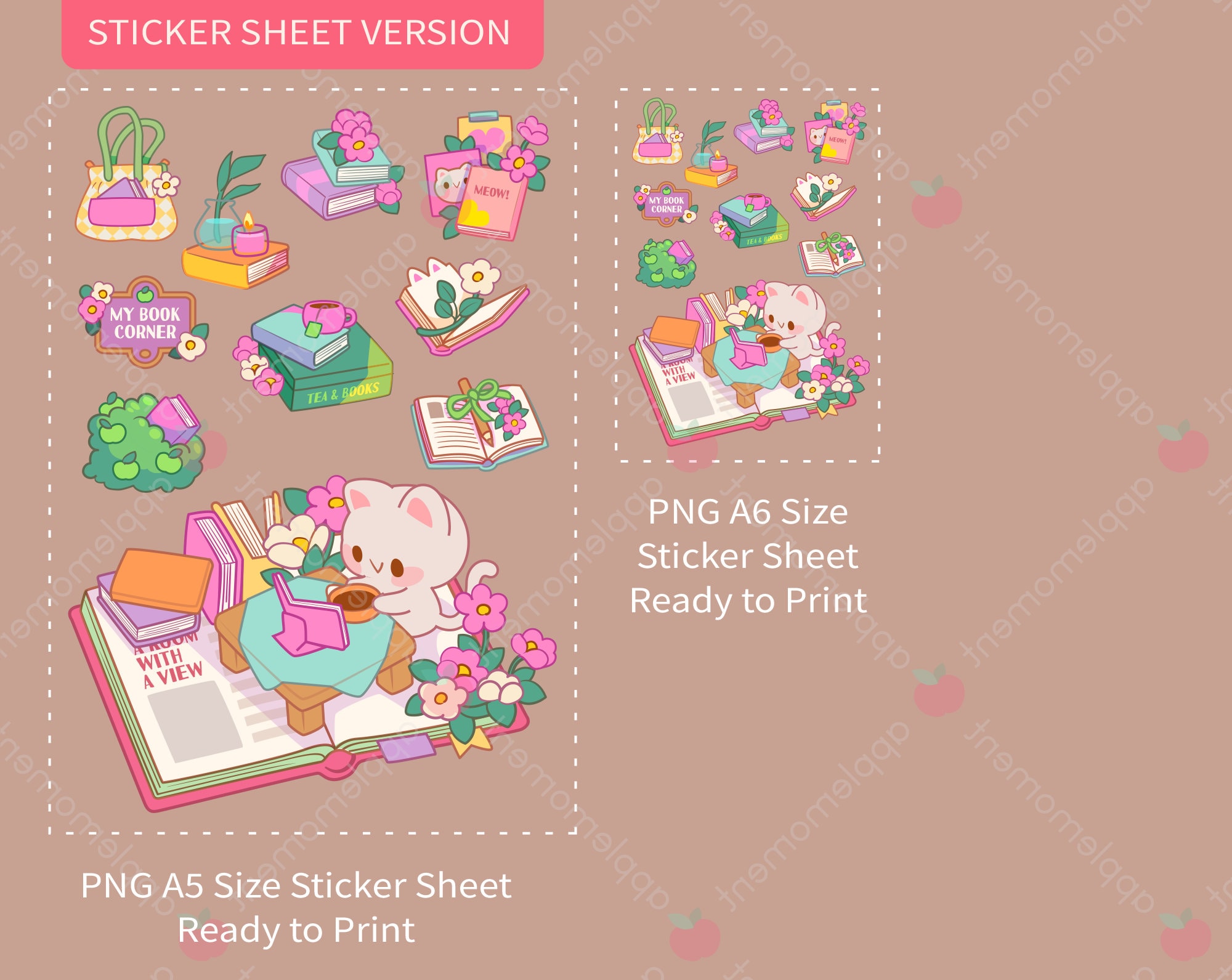 Cute Kawaii Printable Digital Stickers Clipart Illustration of ...