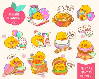 Cute Kawaii Printable Digital Stickers Clipart Rainbow Study - Etsy