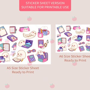 Cute Kawaii Printable Digital Stickers Clipart Study Ghost, Halloween ...