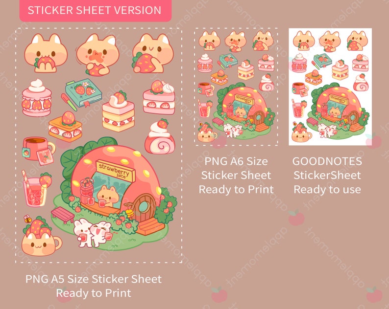 Cute Kawaii Printable Digital Stickers Clipart Animal Kitty Cat ...