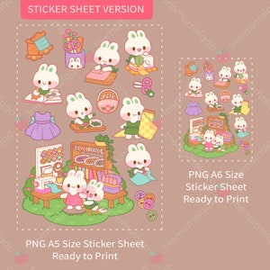 Cute Kawaii Printable Digital Stickers Clipart Bunny Rabbit Making ...