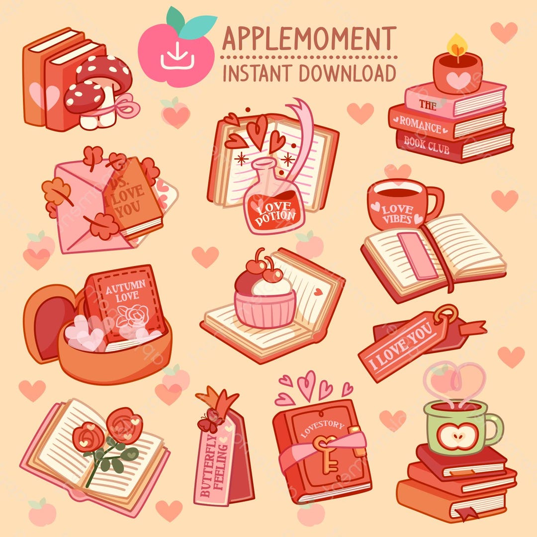 Cute Kawaii Printable Digital Stickers Clipart Autumn Love Romantic ...
