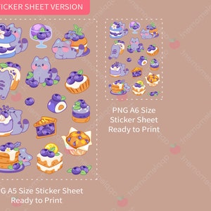 Cute Kawaii Printable Digital Stickers Clipart Illustration Blueberry ...