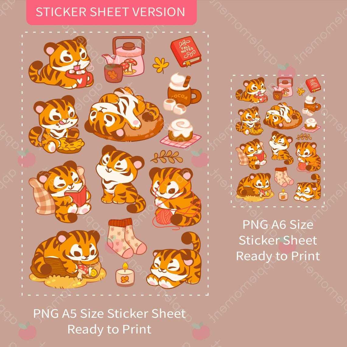 Cute Kawaii Printable Digital Stickers Clipart Animals Cozy and Warm ...