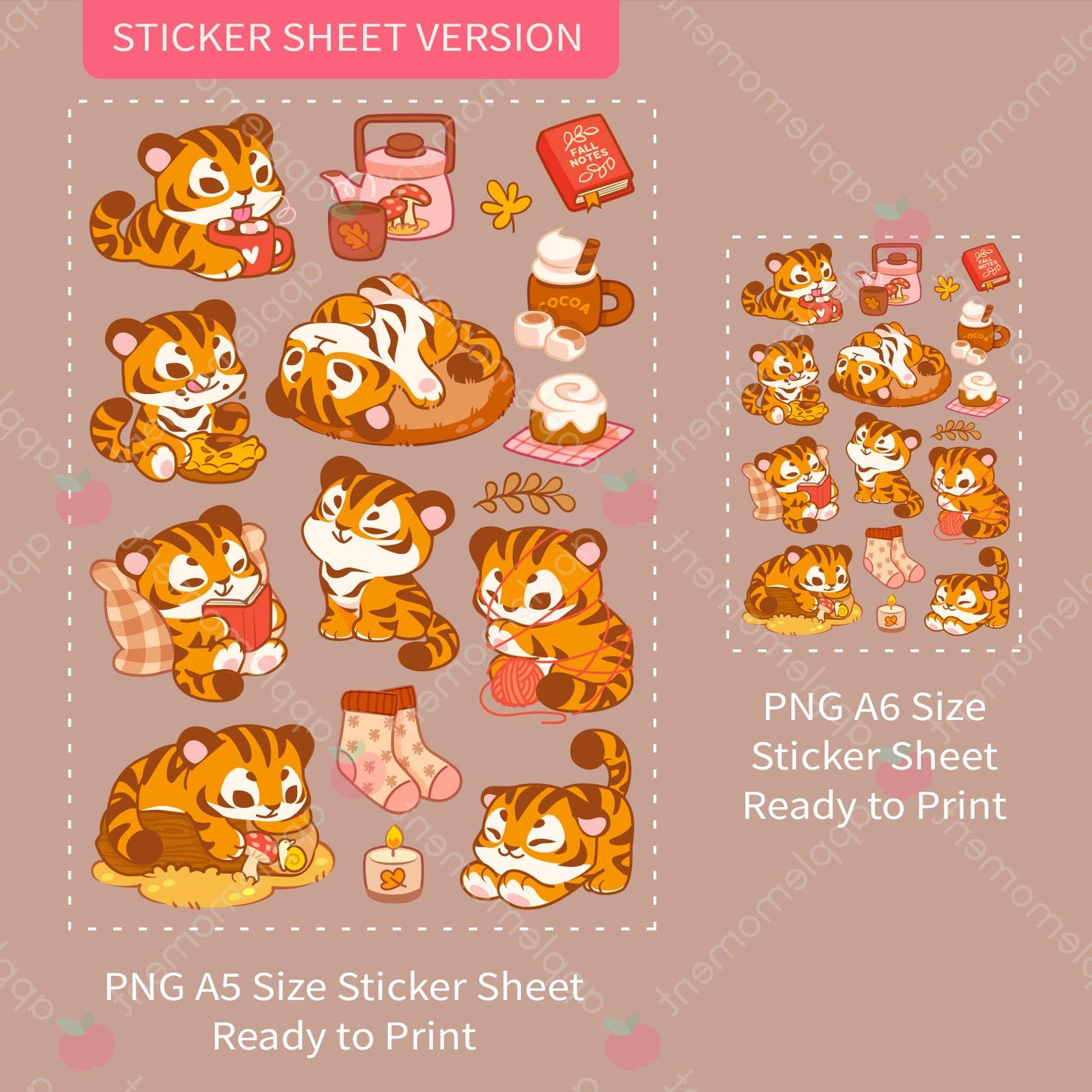 Cute Kawaii Printable Digital Stickers Clipart Animals Cozy and Warm ...