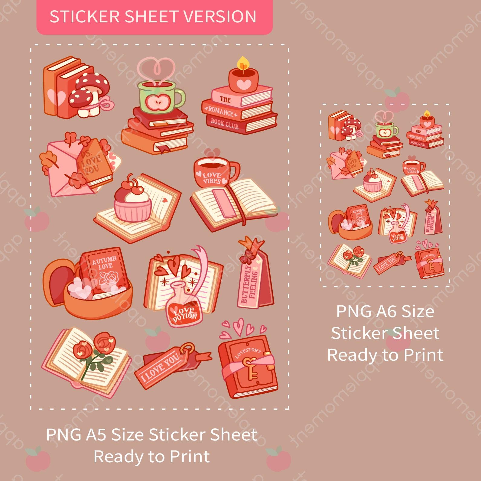 Cute Kawaii Printable Digital Stickers Clipart Autumn Love Romantic ...