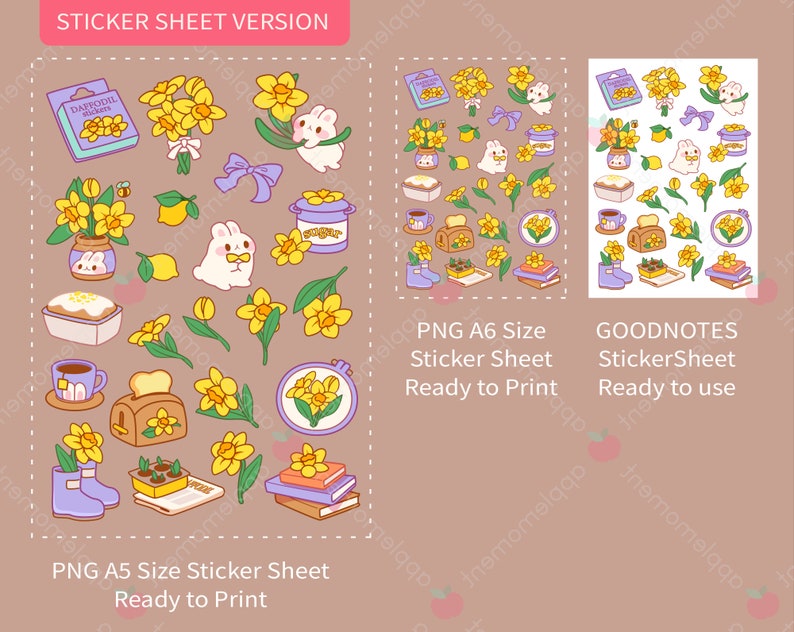 Cute Kawaii Printable Digital Stickers Clipart Bunny Rabbit and ...