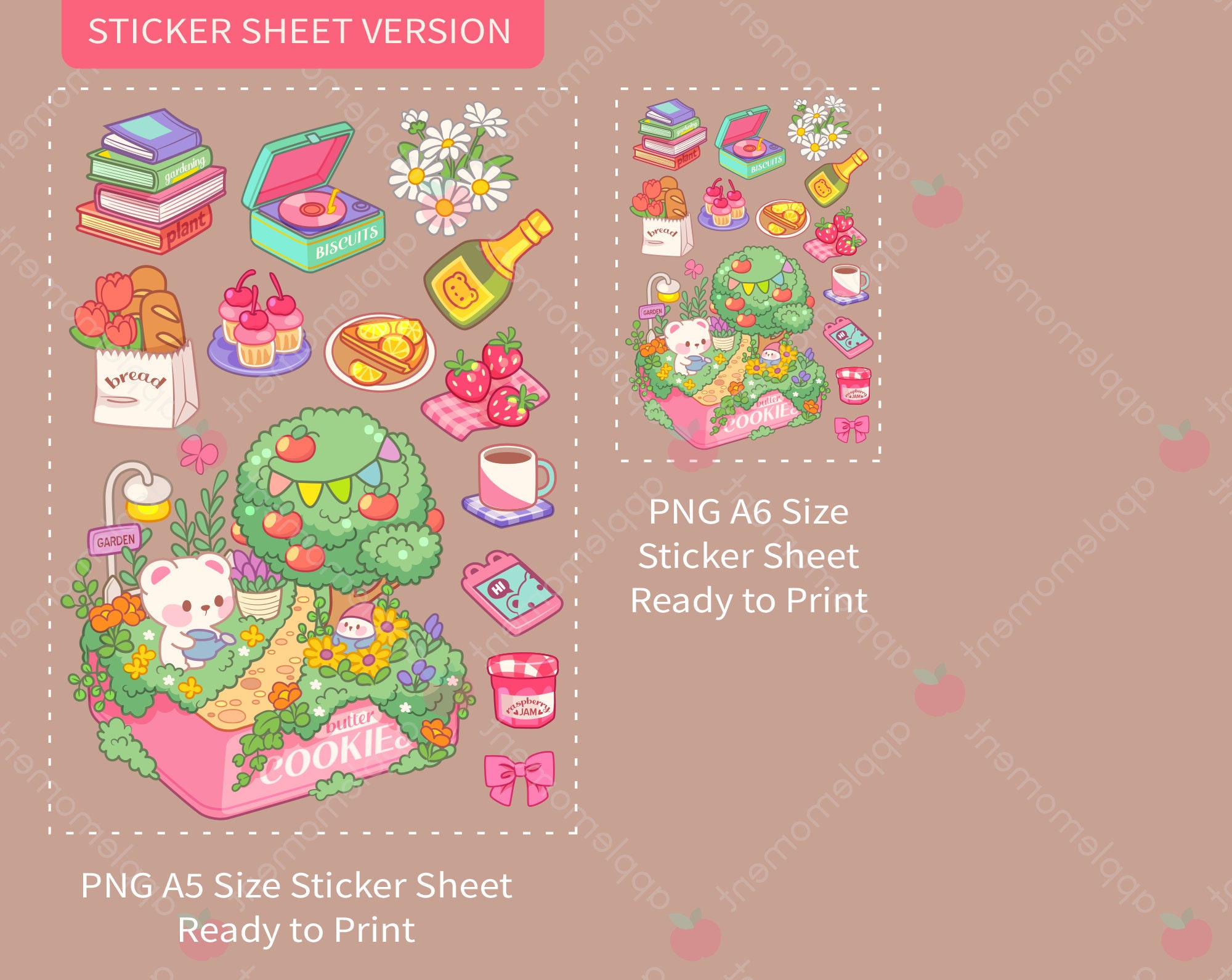 Cute Kawaii Printable Digital Stickers Clipart Illustration Bear ...