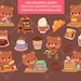 Cute Kawaii Printable Digital Stickers Clipart Animal Cafe Coffee Brown ...