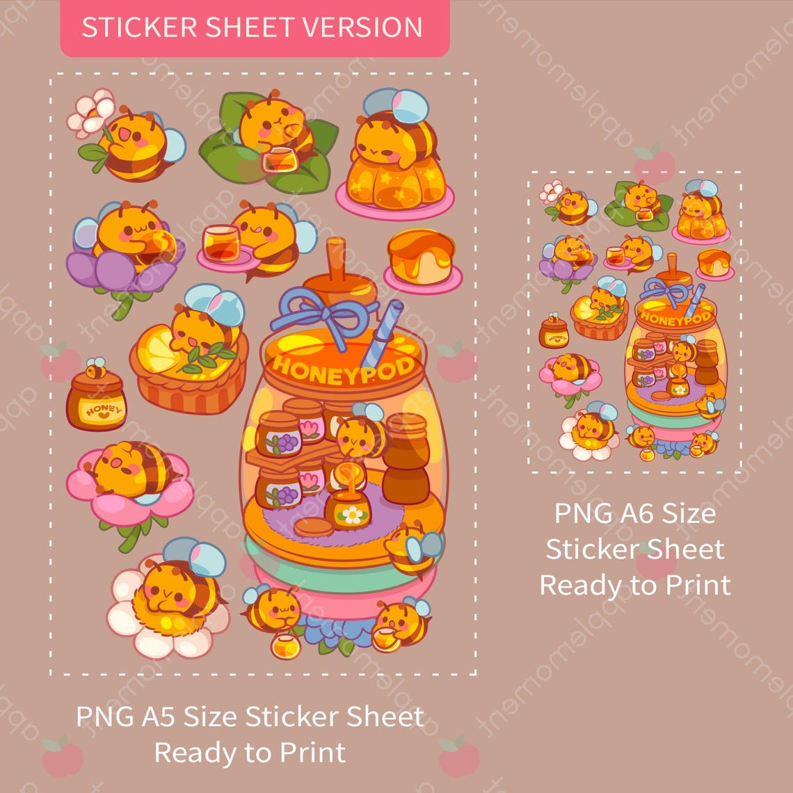Kawaii Honey Bee Clipart Stickers, Animal PNG (digital Download) - Etsy