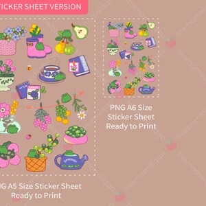 Cute Kawaii Printable Digital Stickers Clipart Spring Flower Frog, PNG ...