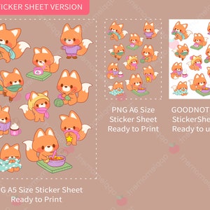 Cute Kawaii Printable Digital Stickers Clipart Cozy Winter Fox, PNG ...