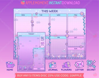 Cute Kawaii Printable Digital Weekly Planner Pool Water Aesthetic ...