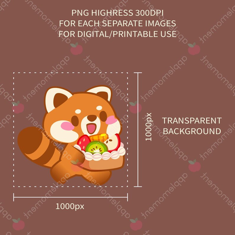 Cute Kawaii Printable Digital Stickers Clipart Animals Red Panda and ...