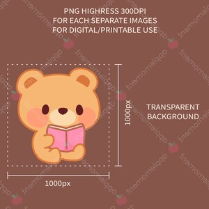 Kawaii Brown Bear Bakery Clipart Stickers, PNG, Goodnotes (digital ...