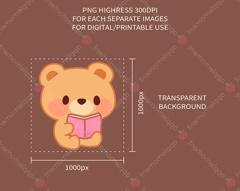 Kawaii Brown Bear Bakery Clipart Stickers, PNG, Goodnotes (digital ...