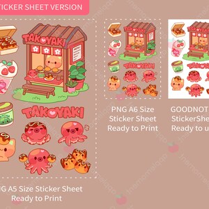 Cute Kawaii Printable Digital Stickers Clipart Takoyaki Kiosk, Cozy ...