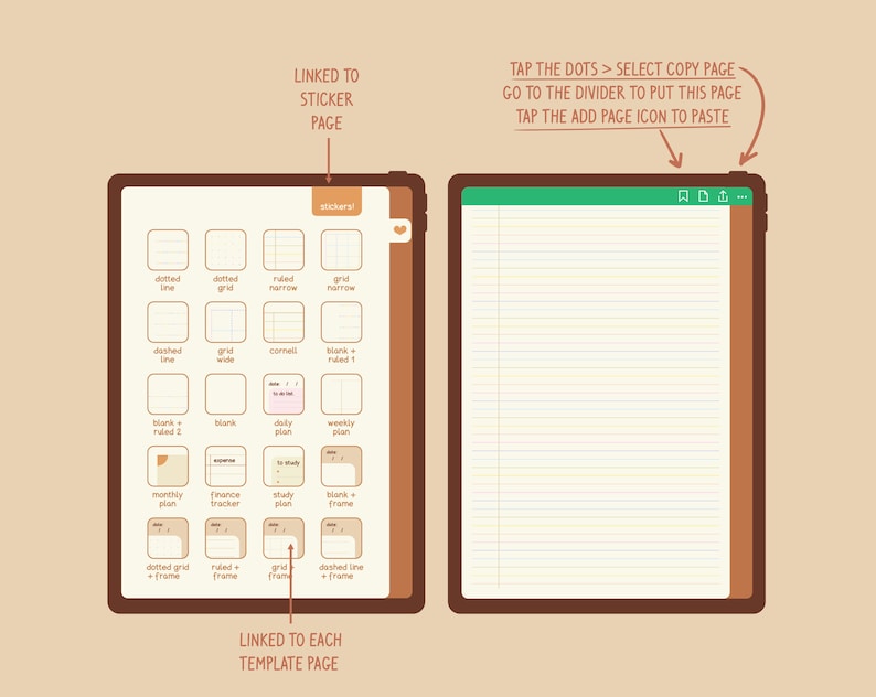 Kawaii Bear Cafe Digital Notebook: Goodnotes Planner, Stickers (PNG) - Etsy