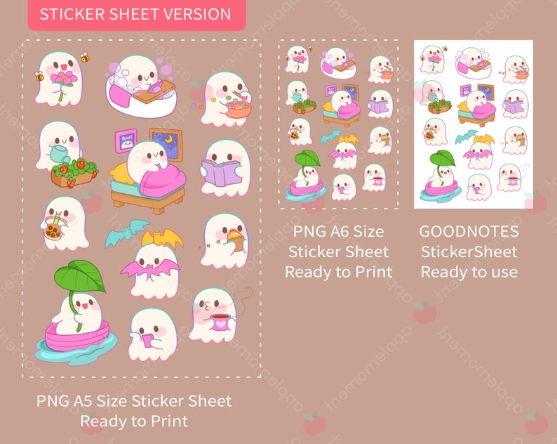 Cute Kawaii Printable Digital Stickers Clipart Daily Life of a Ghost ...