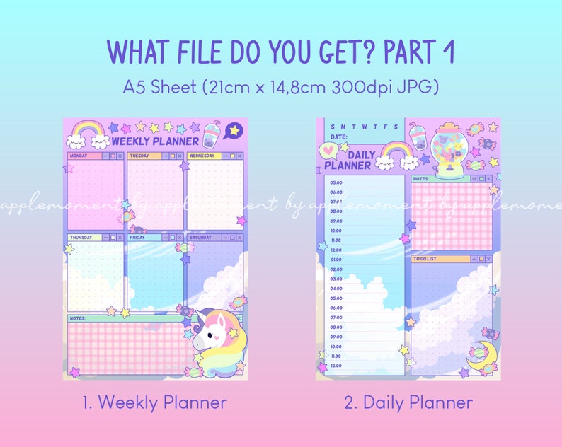 Cute Kawaii Stationery Sheet Rainbow Unicorn Candy Home - Etsy