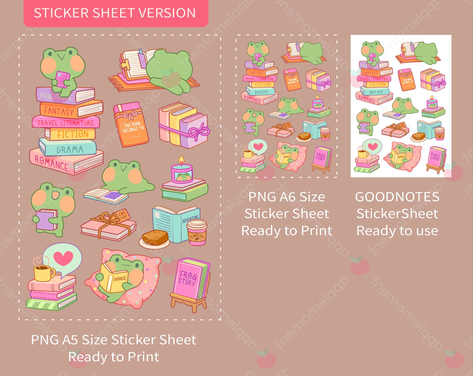 Kawaii Frog Stickers, Clipart, Bookish, Cozy Hygge (PNG, Goodnotes) - Etsy
