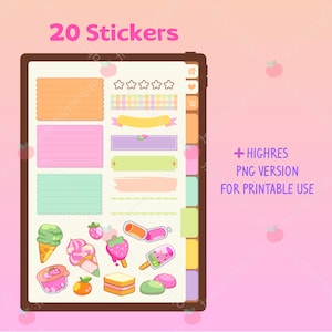 Cute Kawaii Goodnotes Digital Notebook Rainbow Bunny Ice Cream Shop ...