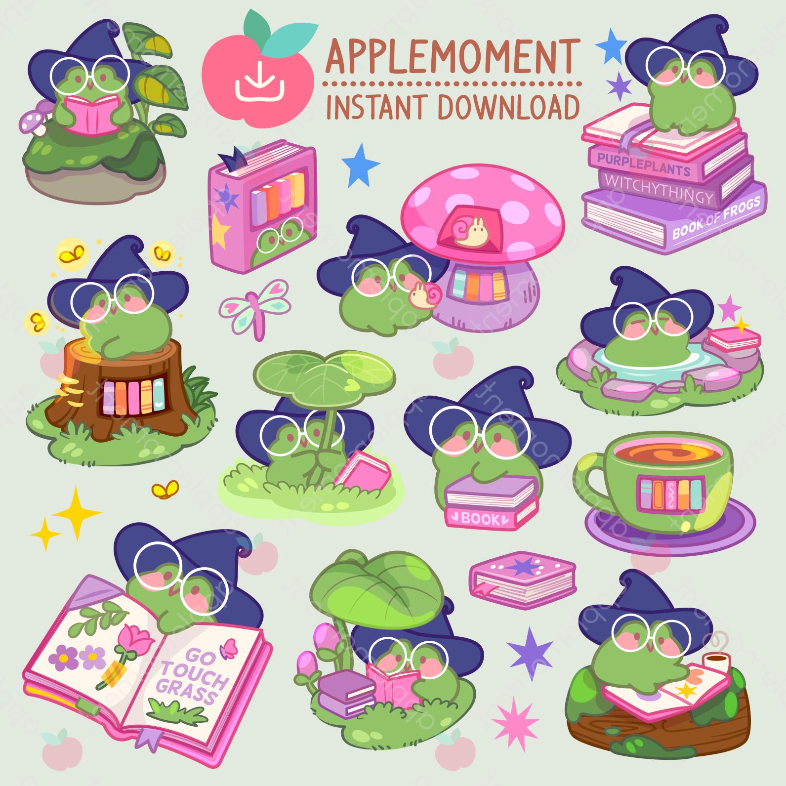 Cute Kawaii Printable Digital Stickers Clipart Animals Witchy Frog ...