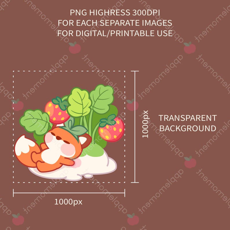 Cute Kawaii Printable Digital Stickers Clipart Berry Fox With Wild ...