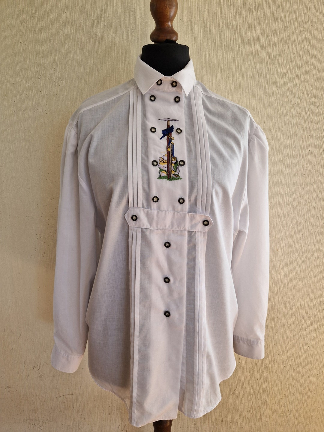 Vintage Dirndl White Cotton Women Trachten Austrian Folk Blouse Size ...