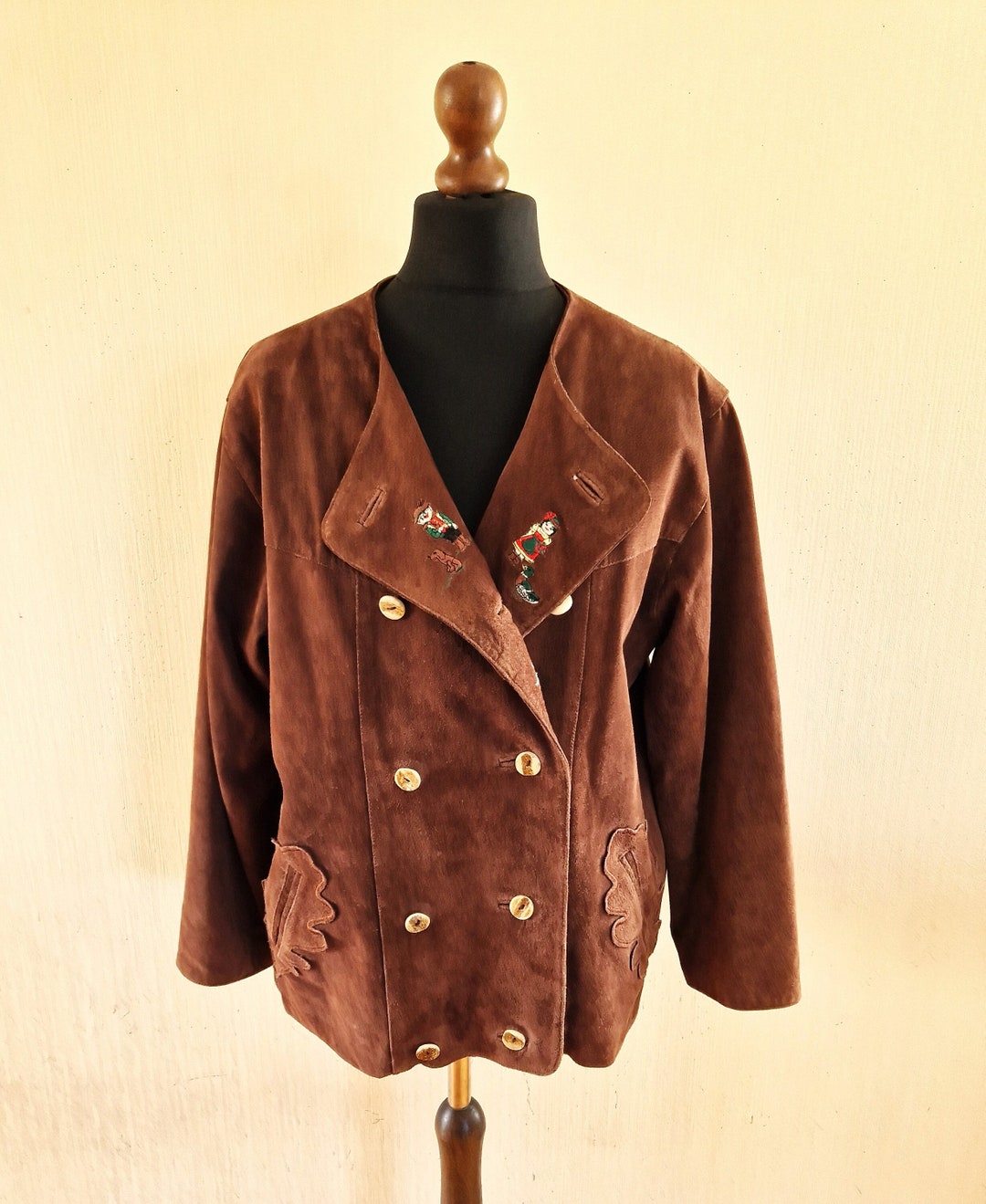 Vintage Womens Suede Leather Austrian Bavarian Oktoberfest Folk Jacket ...