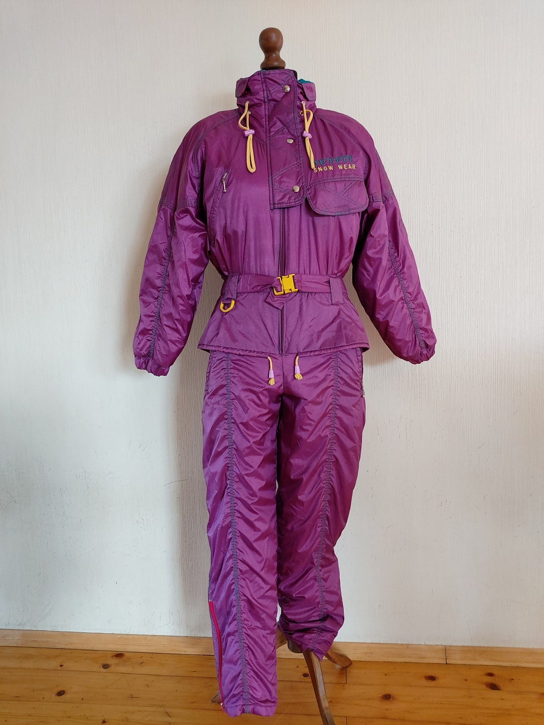 Vintage 90's Purple Womens One Piece Winter Jumpsuit Retro Snowsuit ...