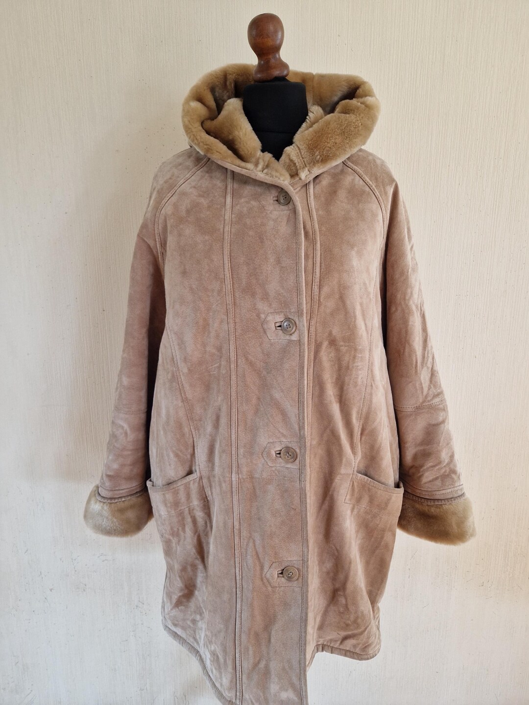 Vintage SAKI Womens Suede Leather Winter Coat Size Xlarge - Etsy