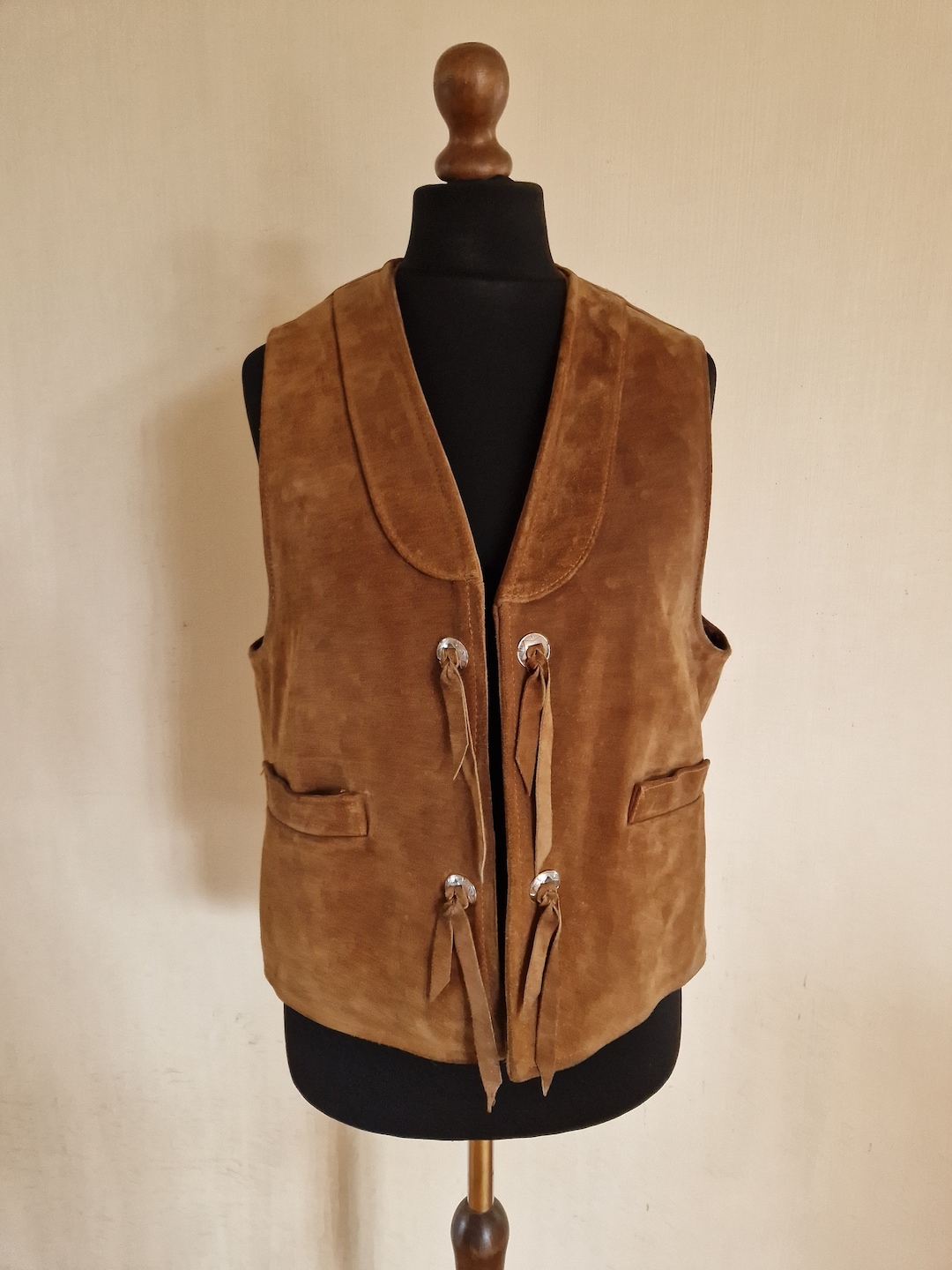 Vintage Seude Leather Vest Xlarge Size - Etsy