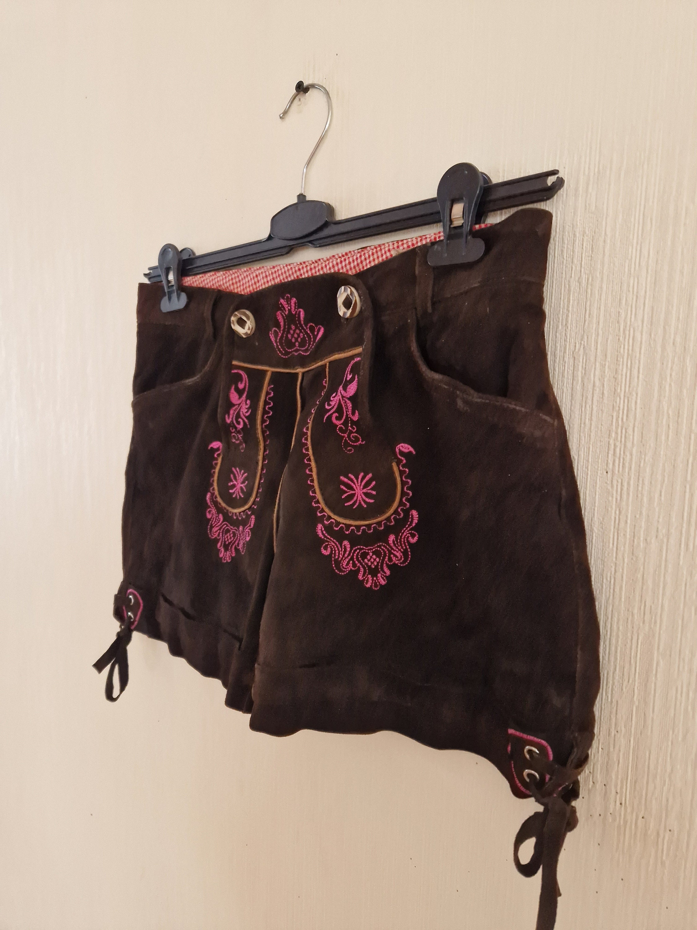 Vintage Bavarian Suede Leather Oktoberfest Folklore Dark Brown Trachten ...