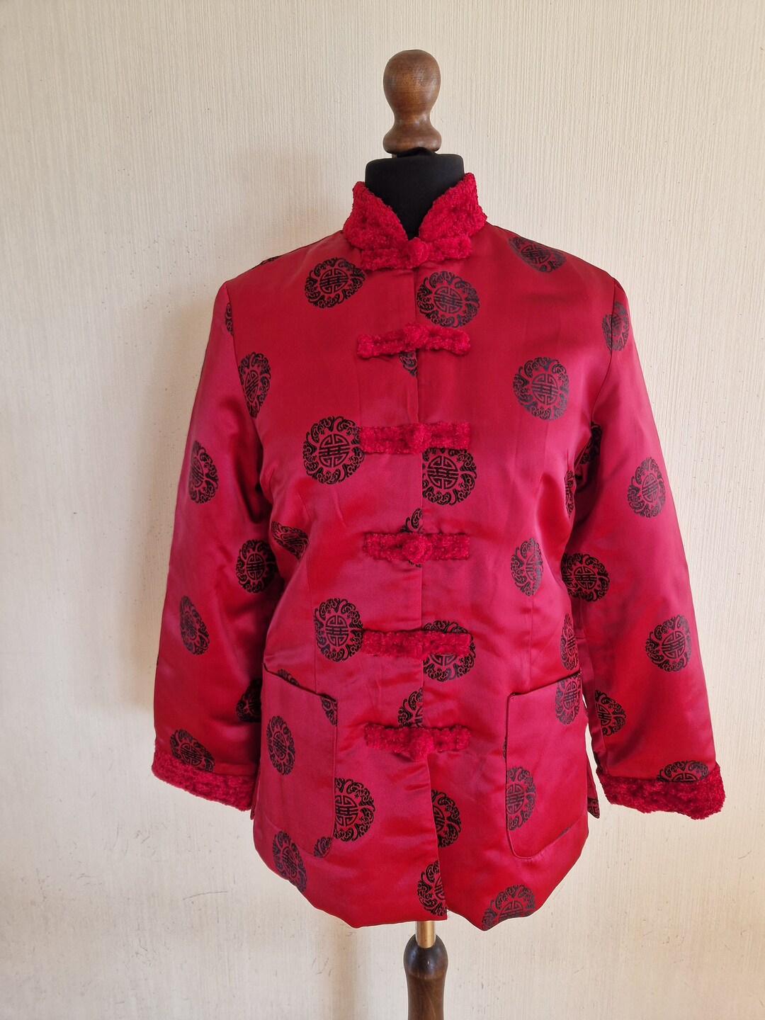 Vintage Women Red Chinese Cheongsam Asian Warm Jacket Medium Size - Etsy