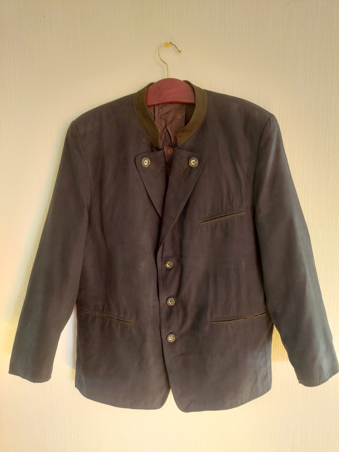 Vintage Classic Austrian Mens Tyrolean Loden Traditional Folk Bavarian ...