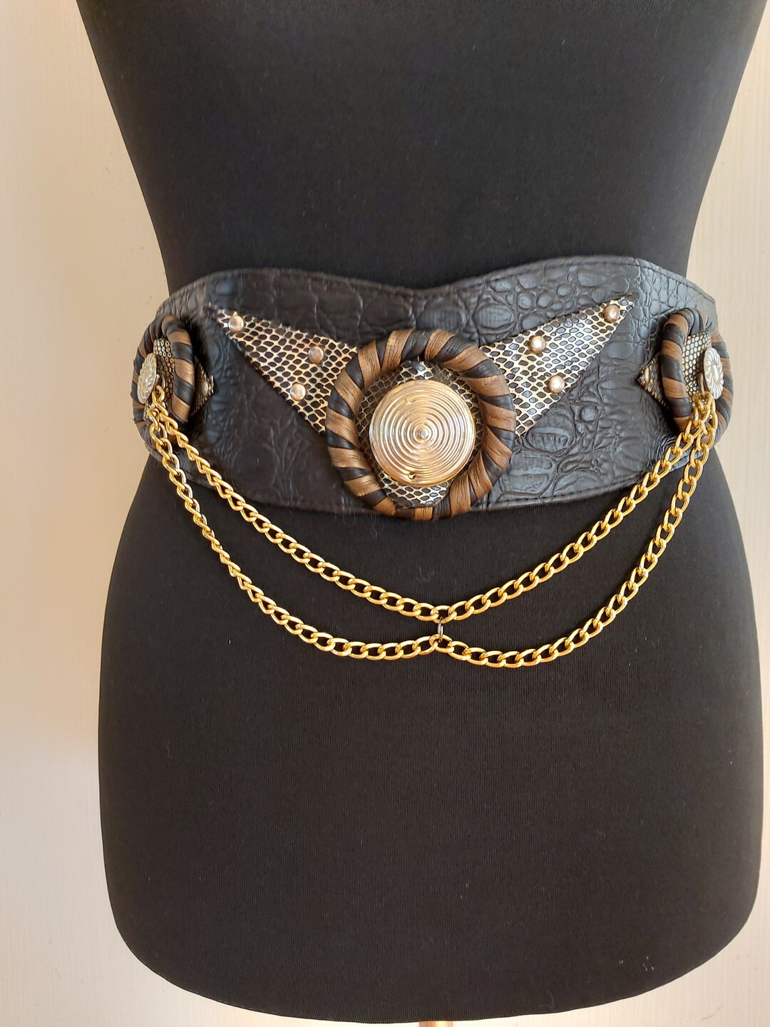 Vintage Black Faux GYPSY Boho Belt - Etsy
