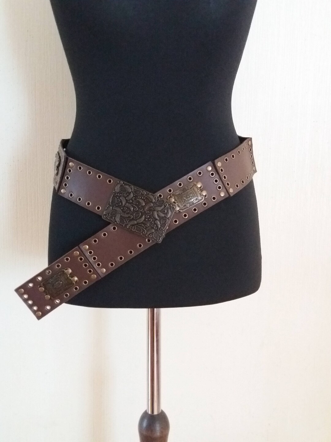 Brown Faux GYPSY Hammered Thick Leather Boho Belt - Etsy