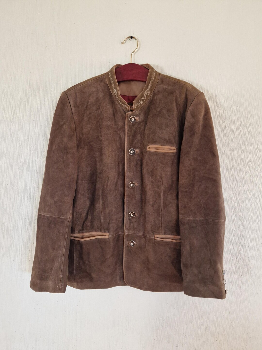 Vintage Mens Suede Leather Austrian Bavarian Oktoberfest Folk Blazer ...