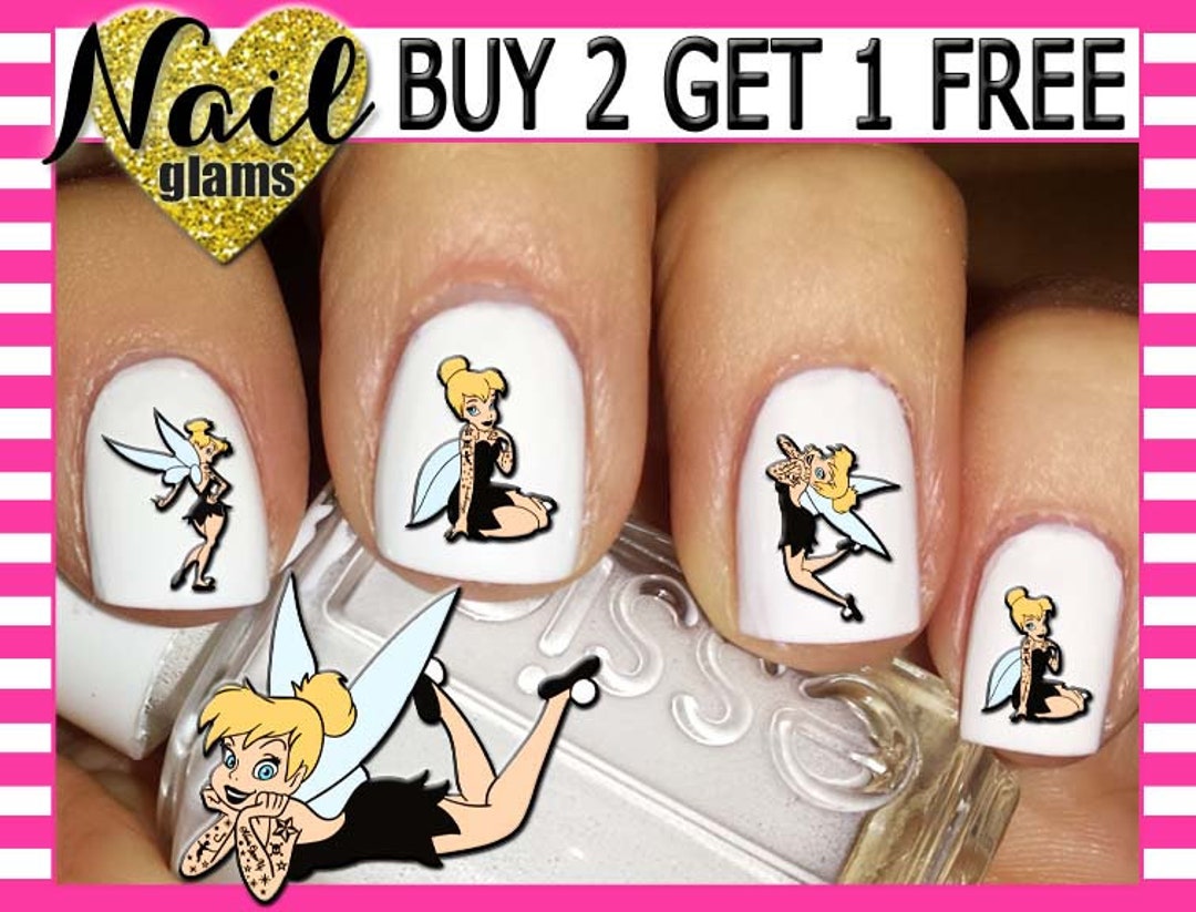 60 Nail Wraps Decals Tinkerbell REBEL Mouse Princess Peter Pan Nail Art ...