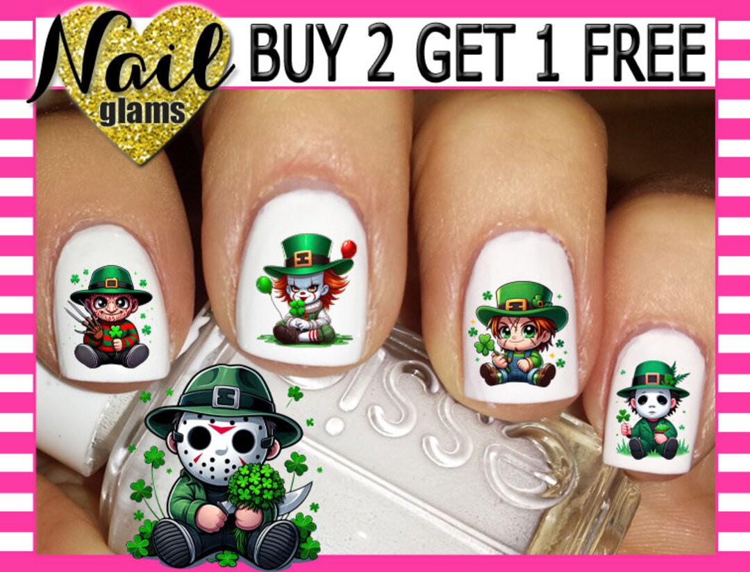 60 Nail Wraps Decals HORROR ST PATRICKS Nail Art Waterslide - Etsy