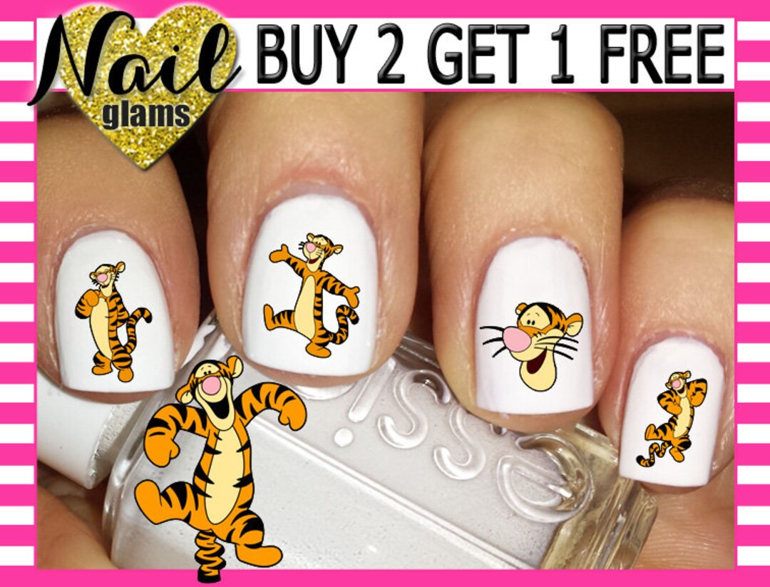 60 Nail Wraps Decals TIGGER Winnie Pooh Piglet Eeyor Tigger Mouse Nail ...