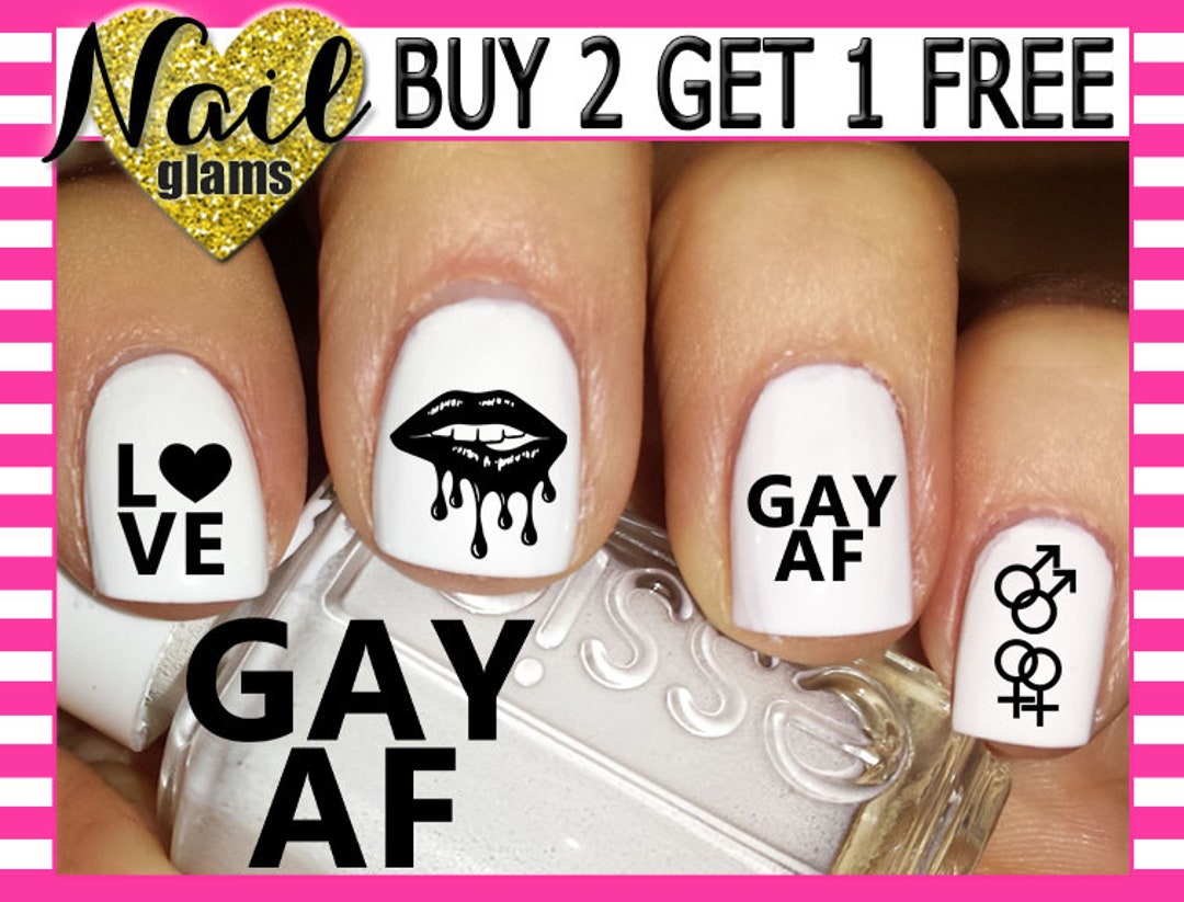 60 Nail Decals GAY AF LGBT Lips Pride Heart Black Nail Art - Etsy