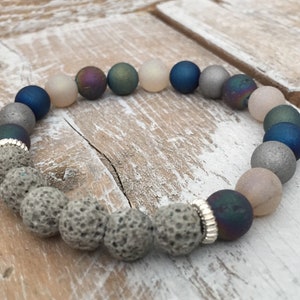 Druzy Agate Essential Oil Diffuser Lava Stone Stretch Bracelet ...