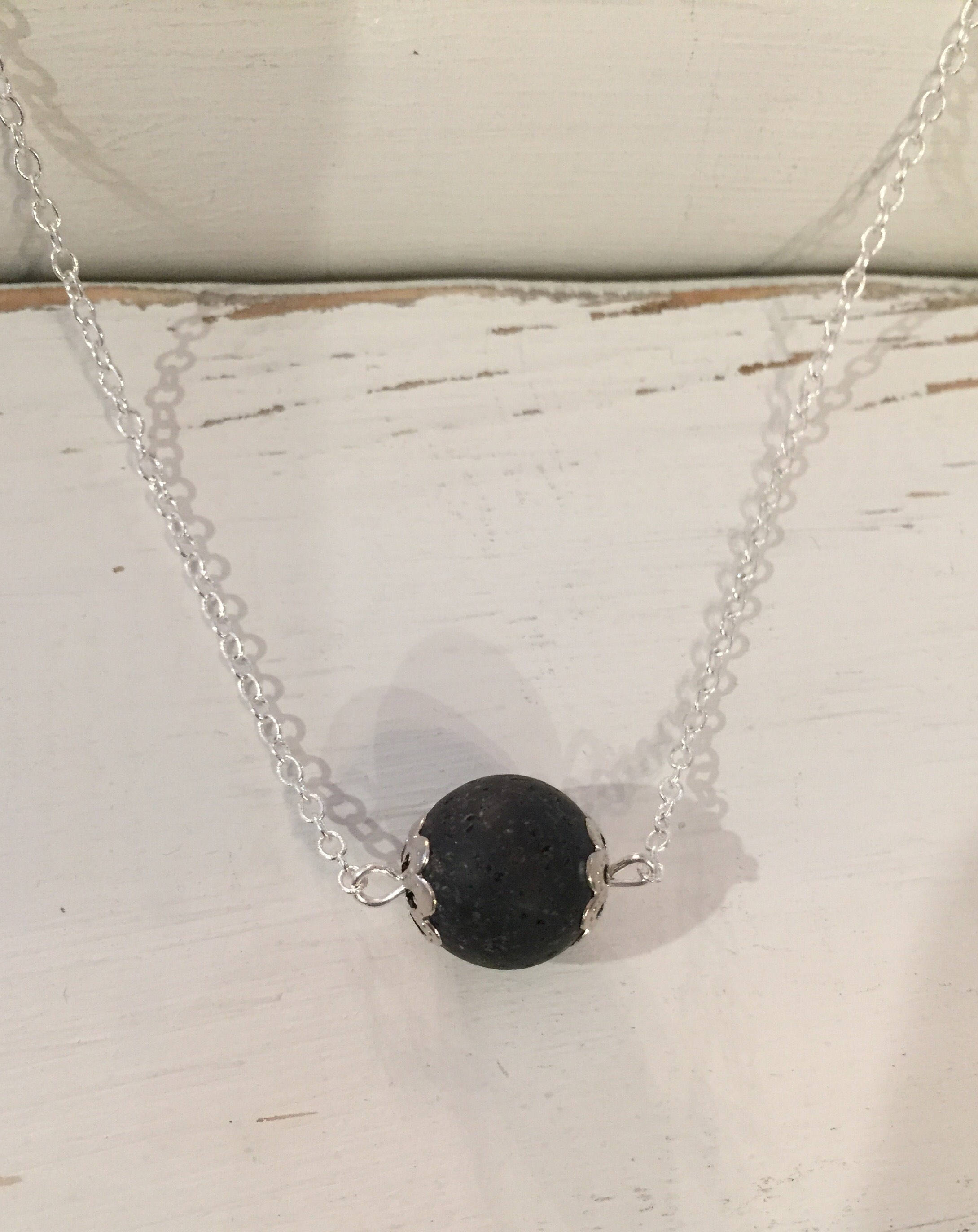 Essential Oil Diffuser Black Lava Stone Lava Rock Aromatherapy Silver ...