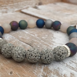 Druzy Agate Essential Oil Diffuser Lava Stone Stretch Bracelet ...