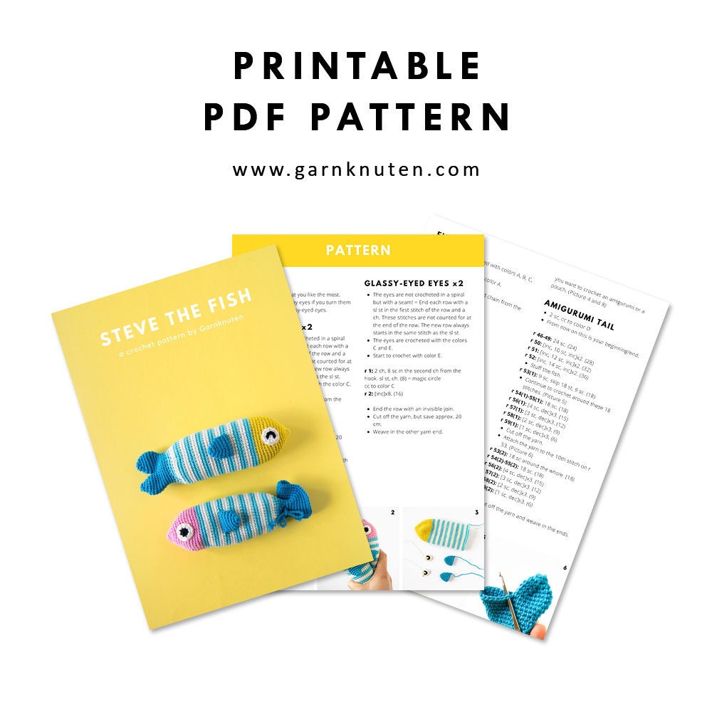Crochet Fish Toy Pattern, Printable Amigurumi PDF Pattern, Sea Ocean ...