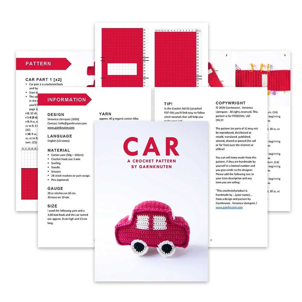 Cute Crochet Car Toy Pattern, Printable Amigurumi PDF Pattern, Kids ...