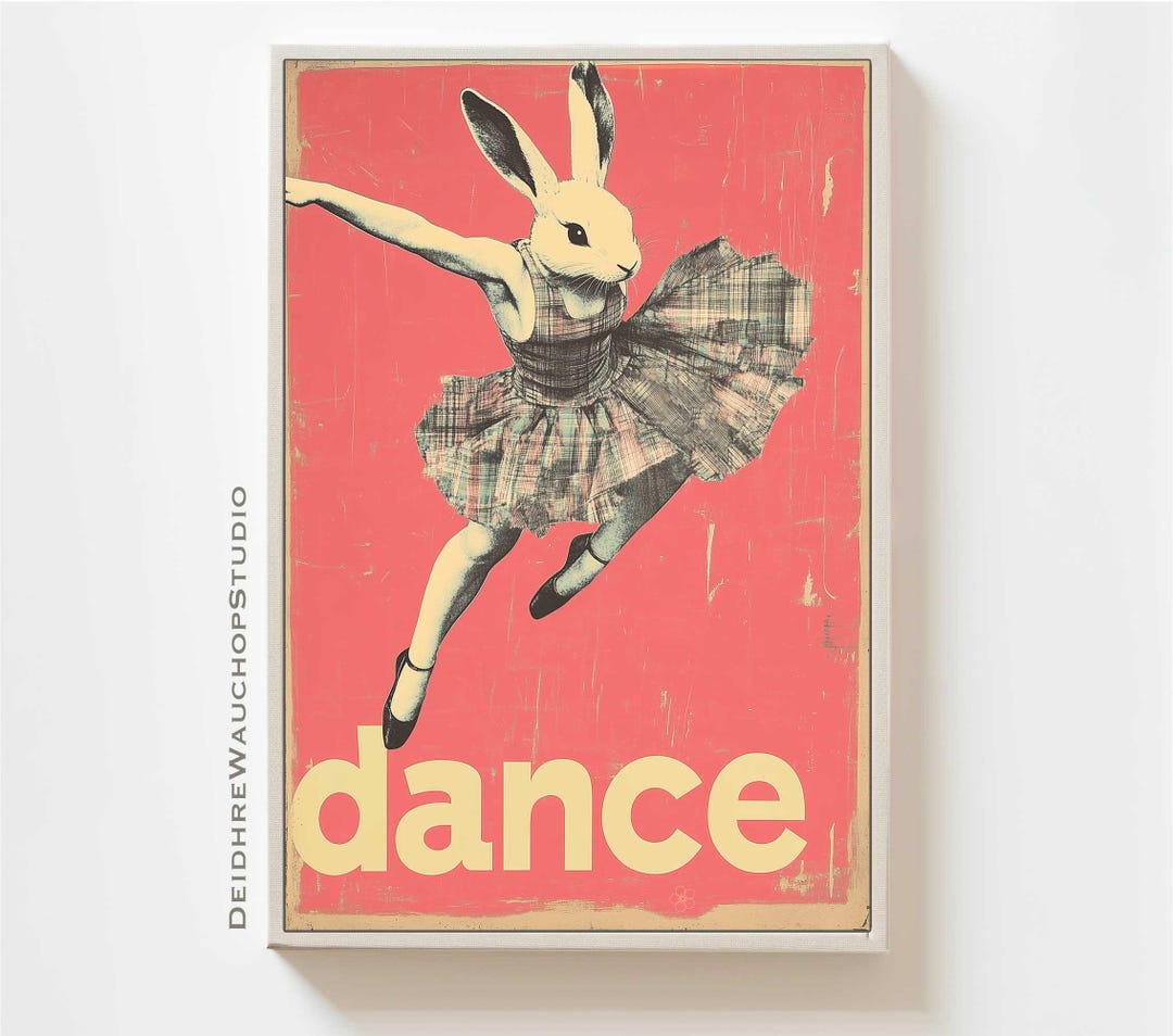 Rabbit Dancer Leaping in the Air, Dance Inspirational Poster, Digital ...