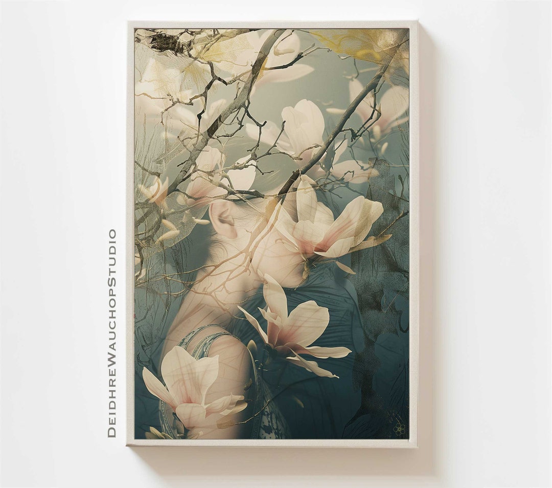 Magnolia Portrait, Flowers and Female Figure, Digital Download AI Art ...